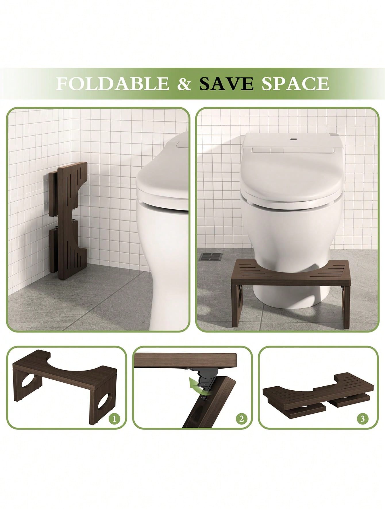 Toilet Stool, Foldable Toilet Stool Squat Adult For Bathroom, Bamboo ...