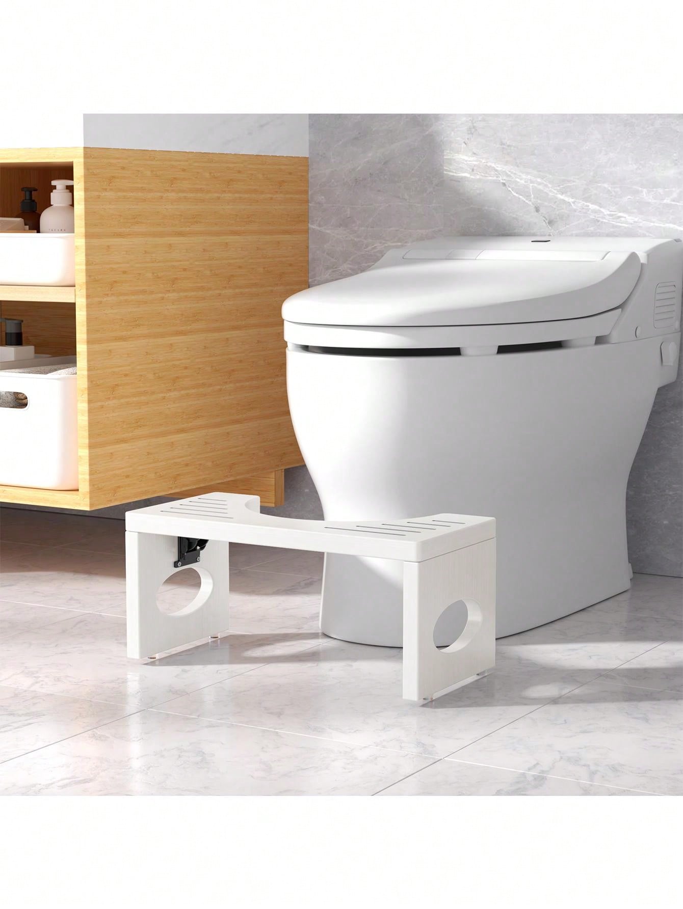 Toilet Stool, Foldable Toilet Stool Squat Adult for Bathroom, Bamboo ...
