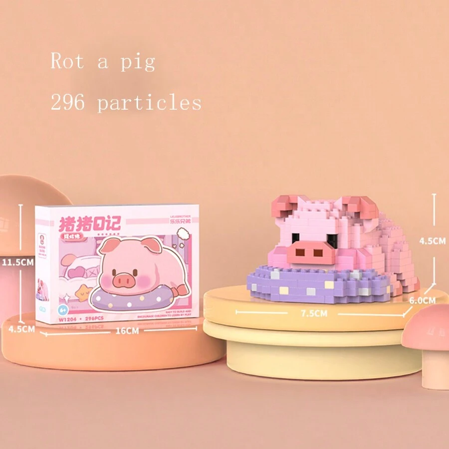 Micro Particles Building Blocks Animal Themed Piggy's Diary Lazy Pig ...