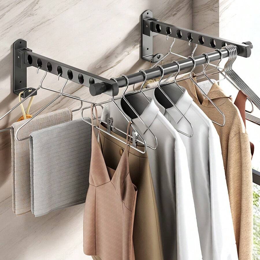 Foldable Balcony Drying Rack Wall-Mounted Without Nails Clothes Drying ...