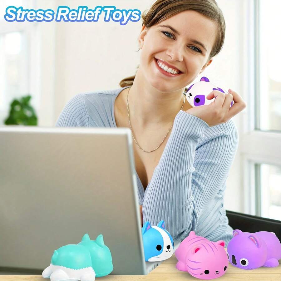 Cute Cat Squishies Slow Rising, Animals Squeeze Toys for Party Favors ...