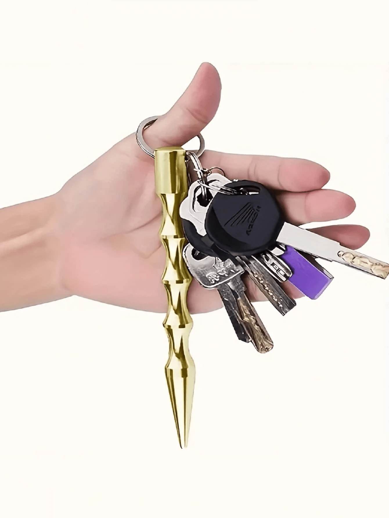 1pc gold Portable Safety Keychain Self-Defense Stick Keychain For Women ...