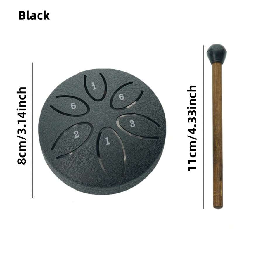 Steel Tongue Drum, Ethereal Drum 3-inch 6 Notes Steel Tambourine ...