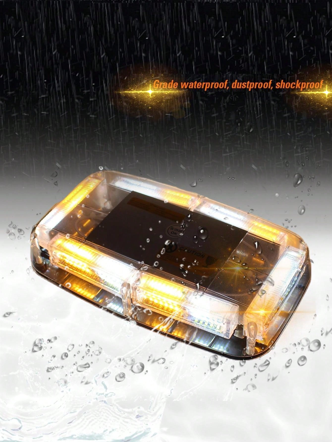 1pc Yellow & White 72 LED Car Strong Magnetic High Frequency Flashing ...