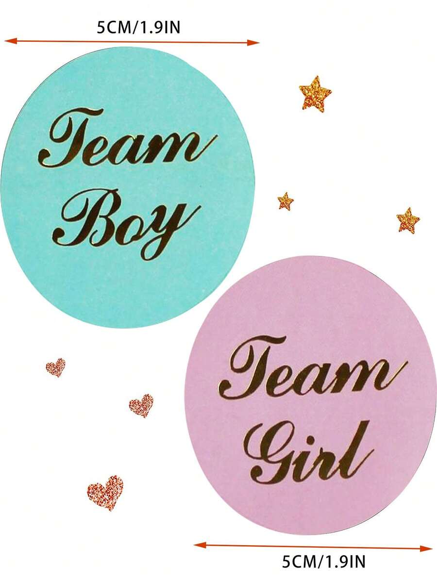 12pcs Team Girl Team Boy Gender Reveal Stickers, 2 Inch Big Round ...