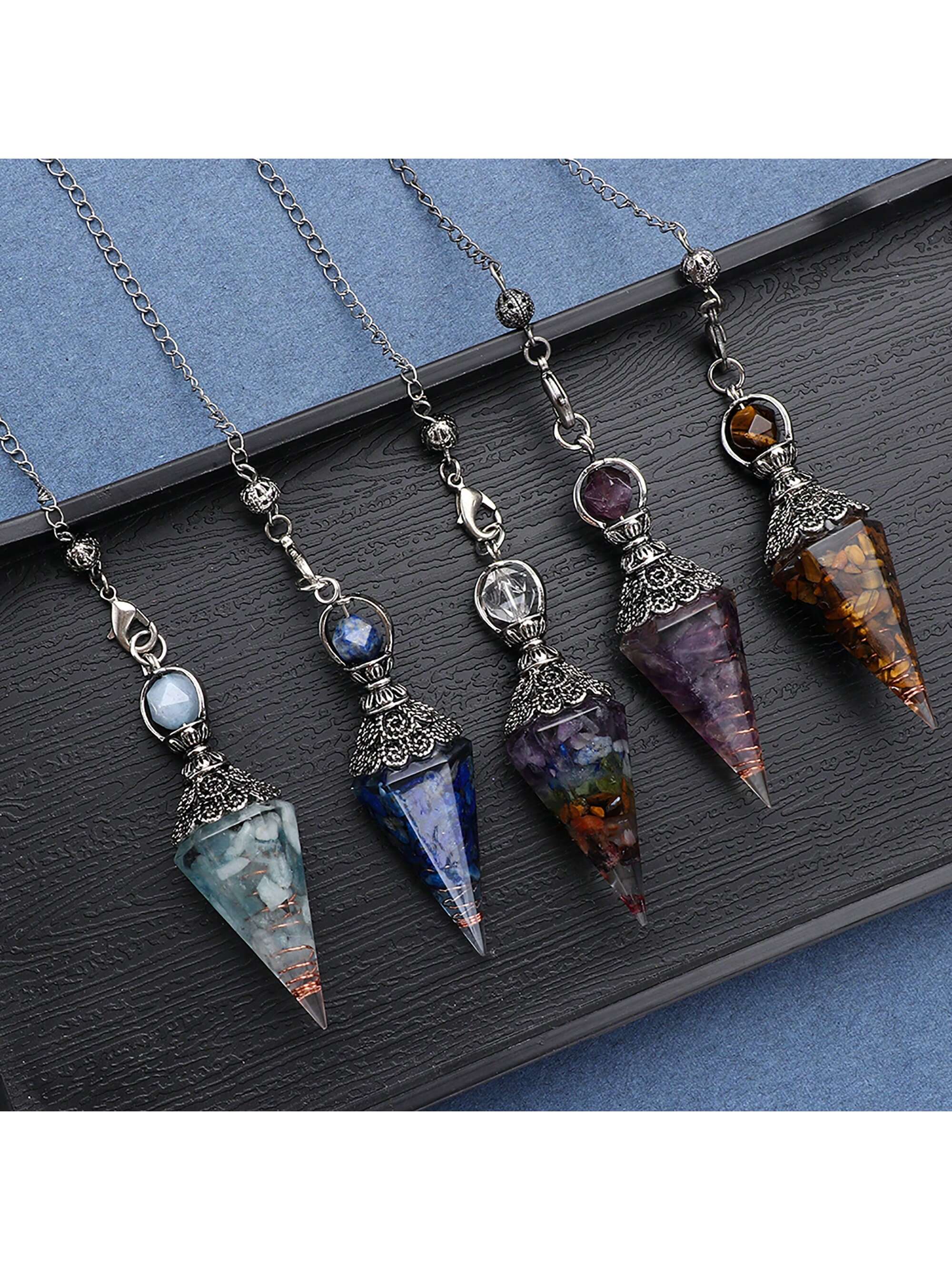 1pc Hexagon Point Pendant Pendulum for Dowsing Balancing Resin Crystal ...