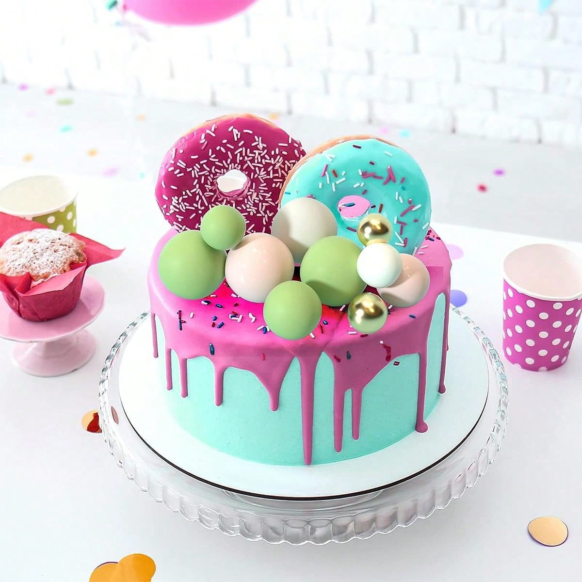 32 Pcs Ball Cake Topper Decorations Mini Balloons Cake Topper Sticks ...