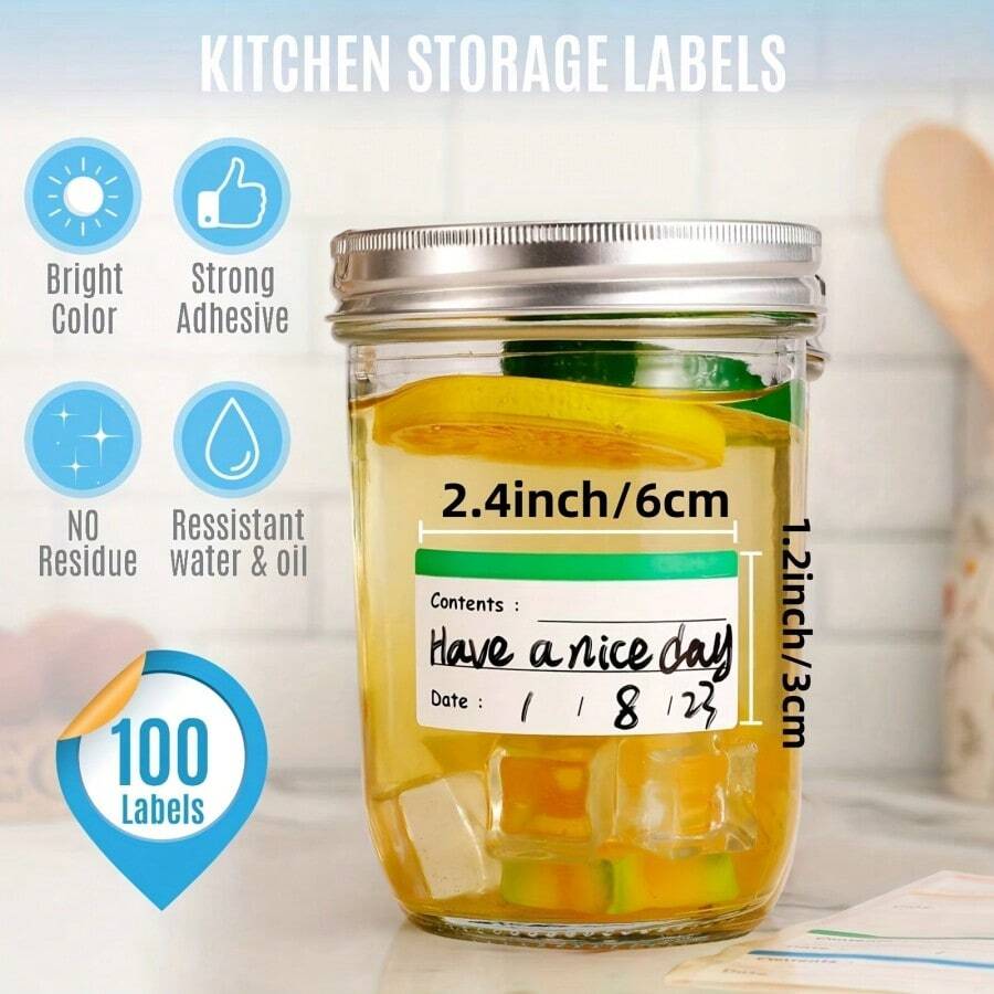 100pcs Colorful Refrigerator Labels Food Storage Stickers, Removable ...