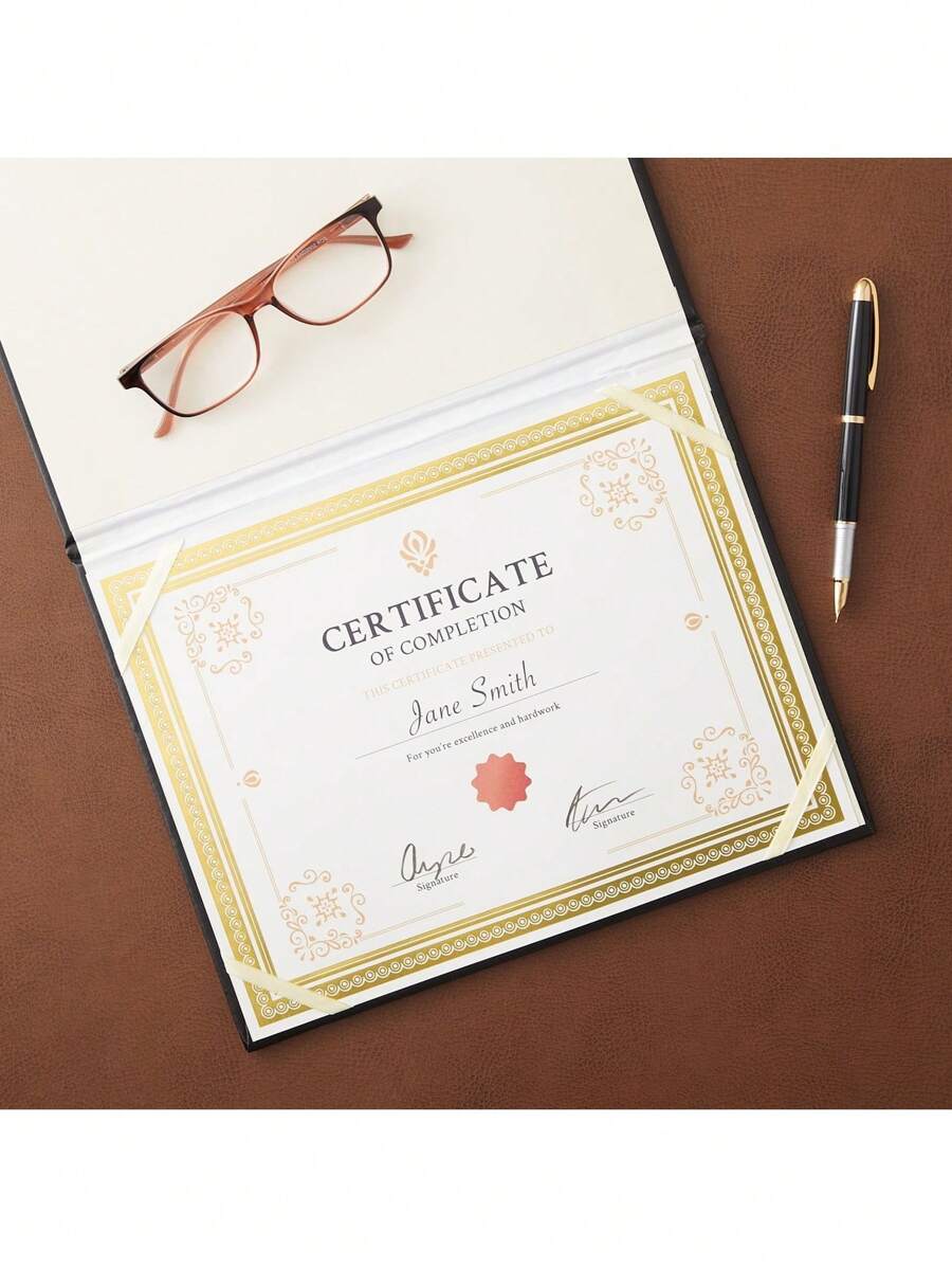 50 Sheets Gold Foil Certificate Paper for Printing - Customizable Blank ...