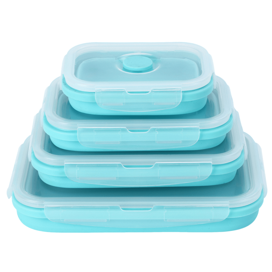 Silicone Lunch Box, Foldable Covered Food Storage Container, Bento Box ...