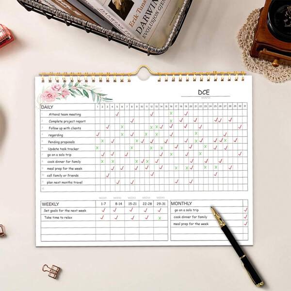 Habit Tracker Calendar Spiral Binding Habit Journal with 12 Different ...