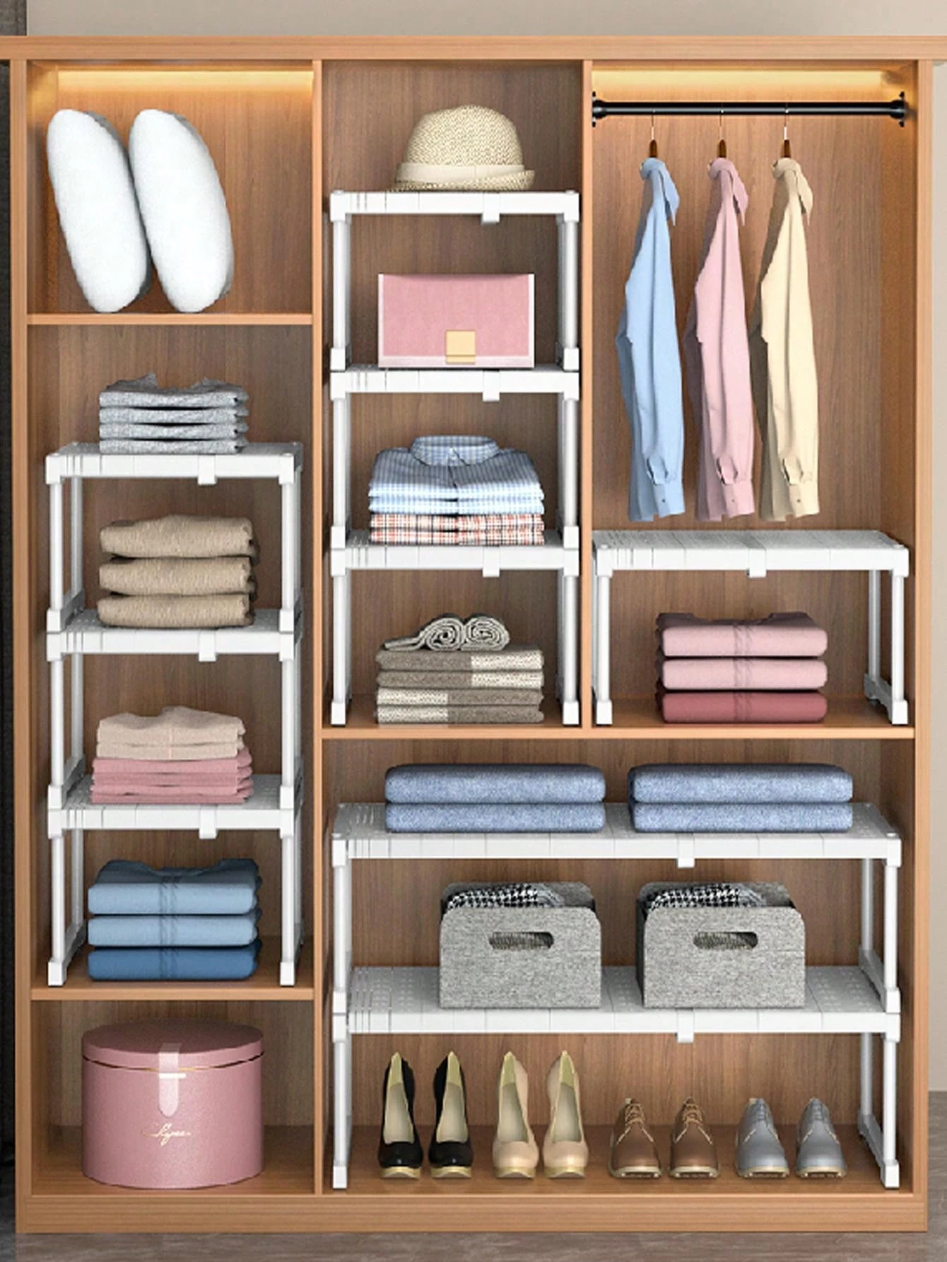 1 Pezzo Scaffale Organizer Per Armadio Bianco Estensibile Impilabile ...