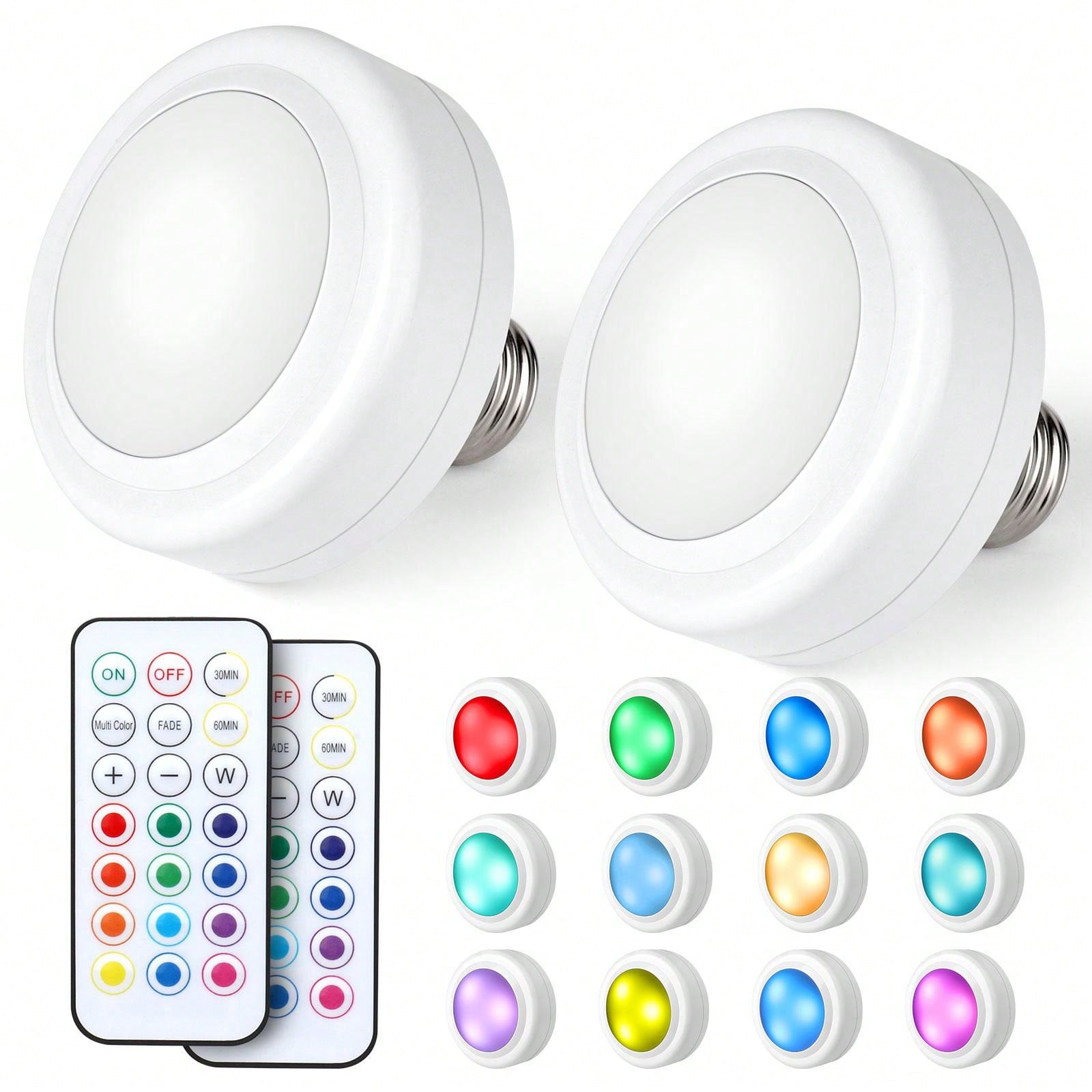 2 LED Color Bulbs Battery Powered, AAA Battery Powered Bulb With Remote ...
