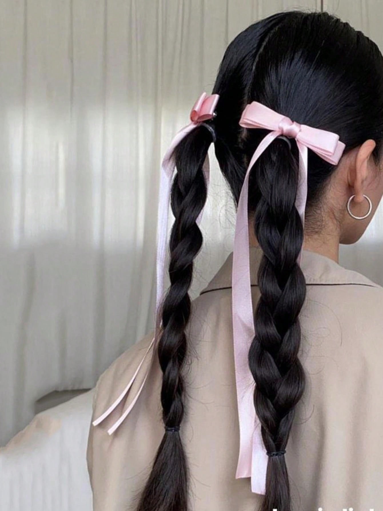 2pcs Ballet Style Ribbon Streamer Fairy Bow Hair Clips, Fashionable ...