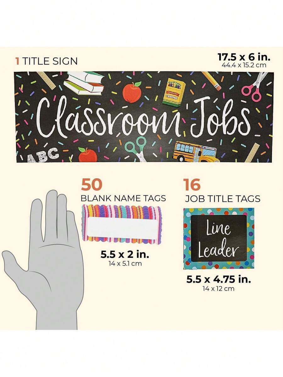 67-Piece Bright Classroom Job Chart Set with Name Tags for Bulletin ...