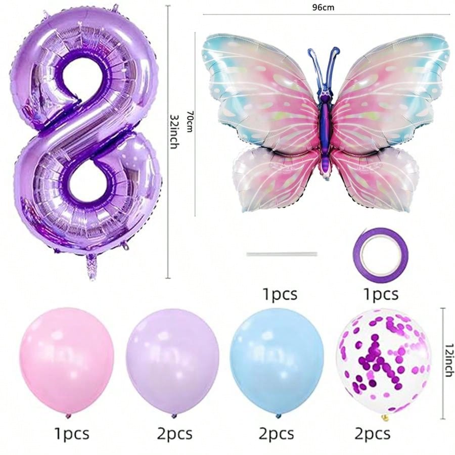 11pcs 40" Huge Butterfly Balloons Purple Number Foil Mylar Balloon for ...