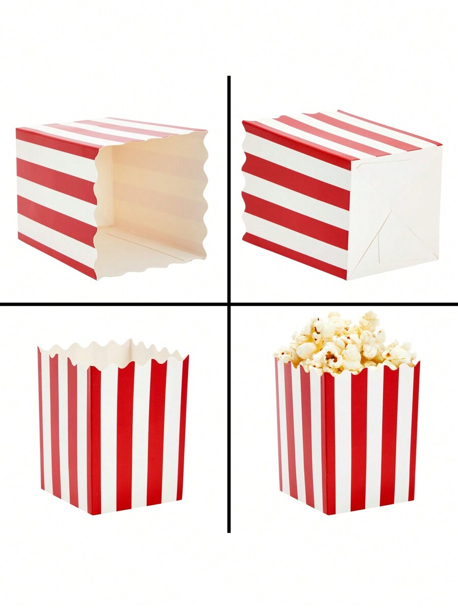 100 Pack Red And White Mini Popcorn Boxes For Party, Bulk Paper Popcorn ...