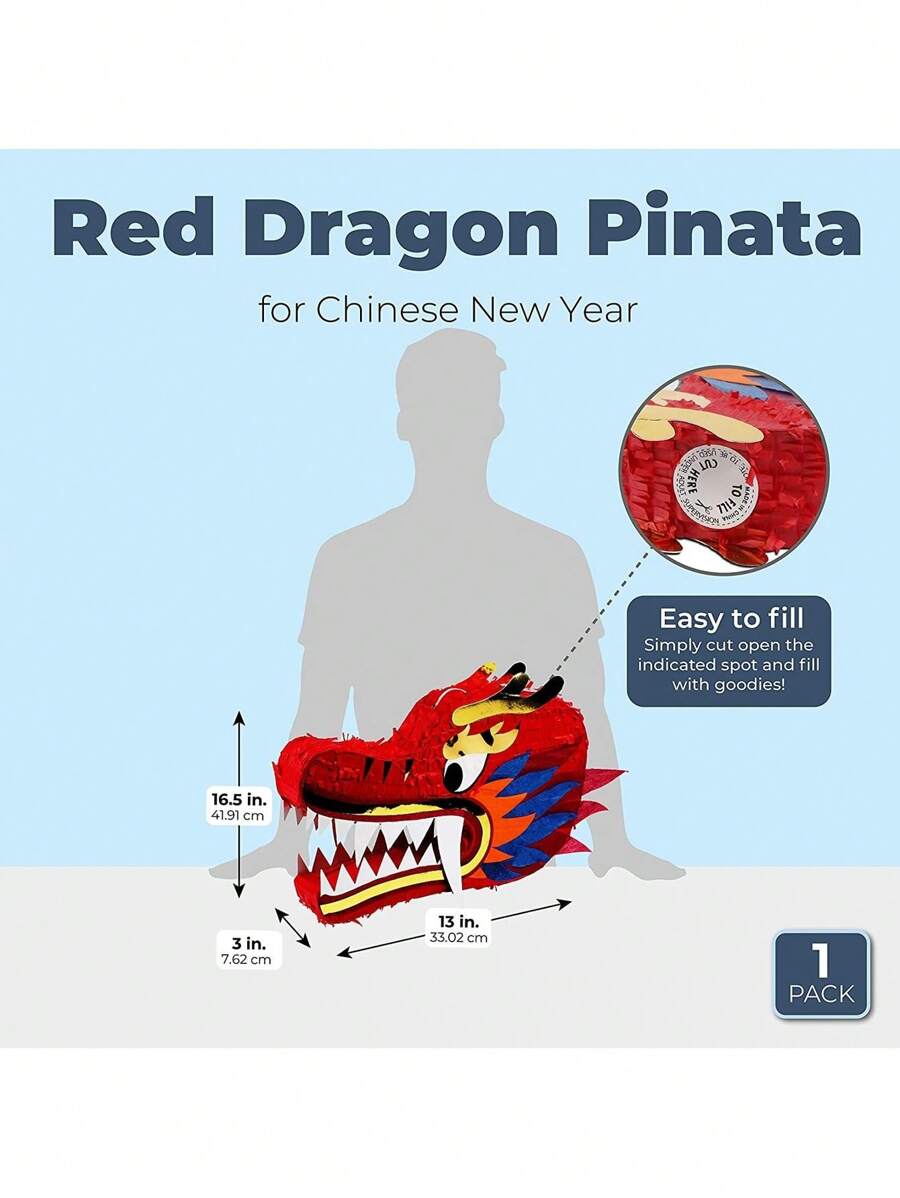 Dragon Pinata - Chinese Dragon Head, Dragon Birthday Party Supplies ...