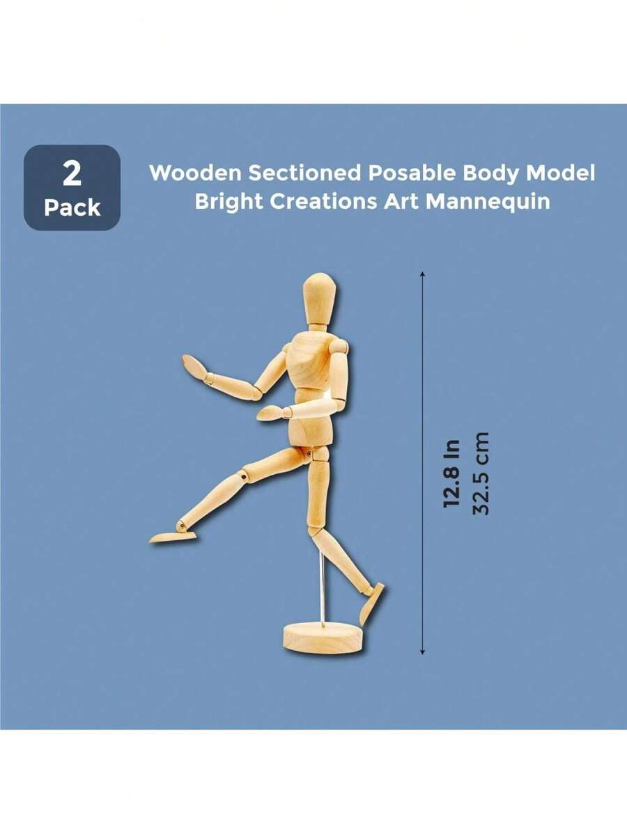 2 Pack Posable Wooden Mannequin Figure for Drawing, Wood Human Model ...