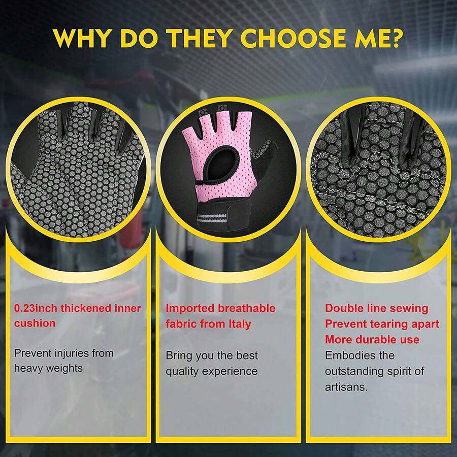 Breathable Weight Lifting Gloves: Fingerless Workout Gym Gloves with ...