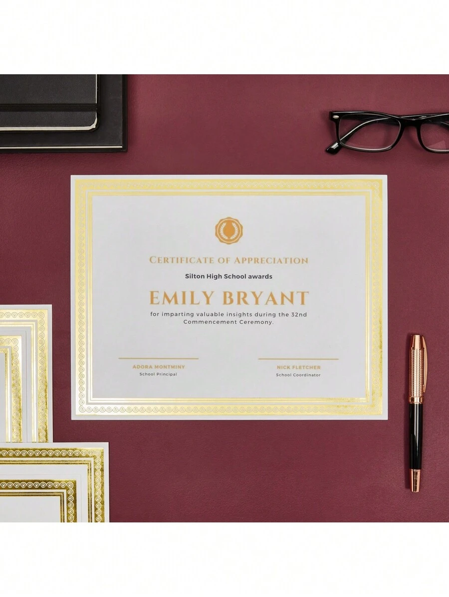 Paper Junkie 50 Sheets Gold Foil Certificate Paper for Printing ...