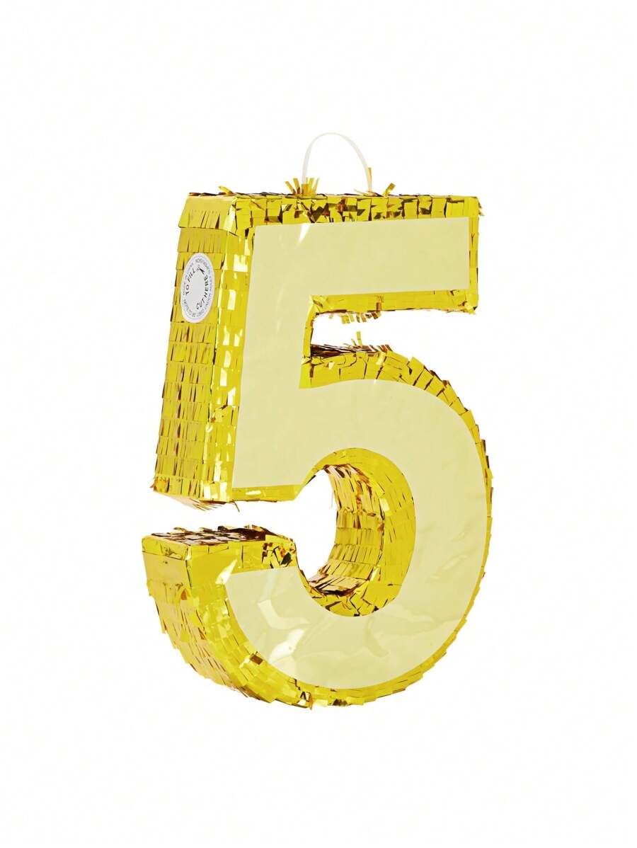 Gold Foil Number 5 Pinata For 5th Birthday Party Decorations, Table ...