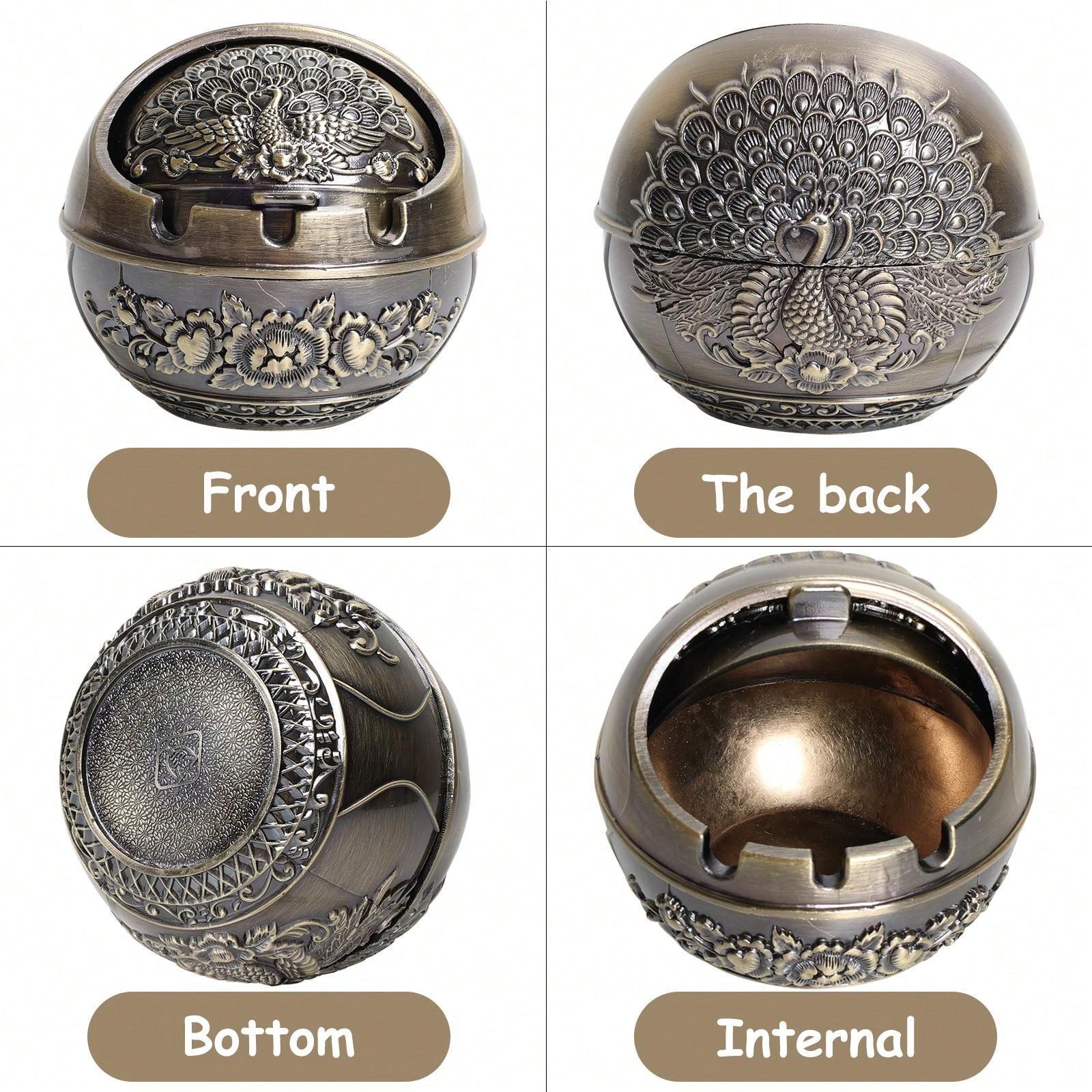 Creative Vintage Style Ashtray With Cover For Living Room, Dining Room ...