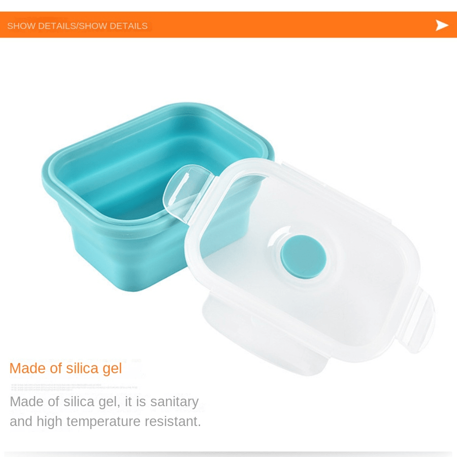 Silicone Lunch Box, Foldable Covered Food Storage Container, Bento Box ...