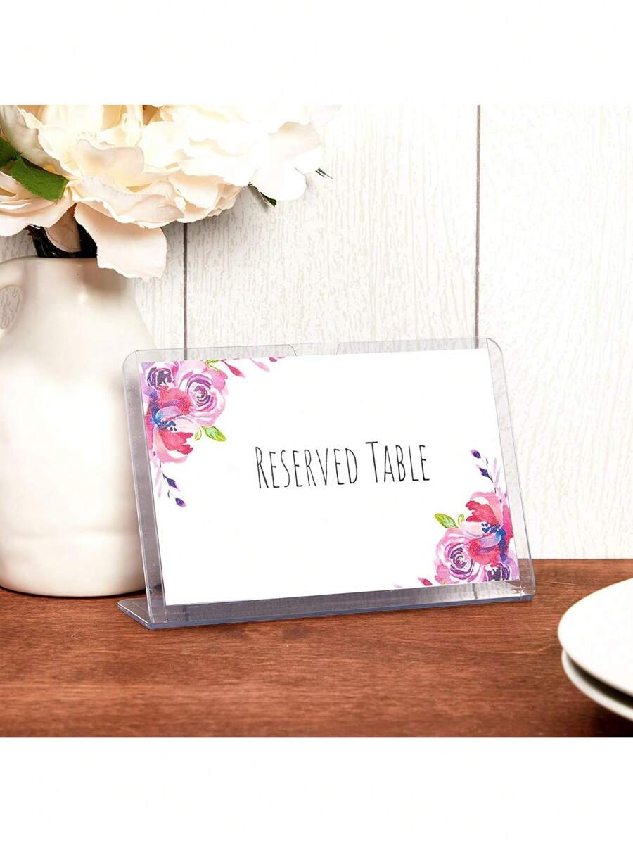 6 Pack Clear Sign Holders 4x6 - Table Top Plastic Display Stand Slant ...