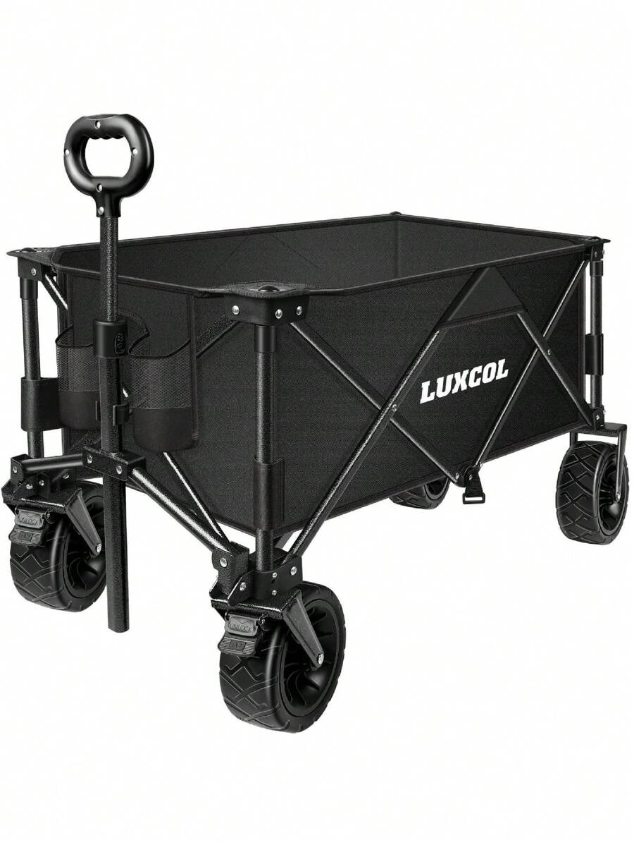 LUXCOL Collapsible Wagon Cart Black, Foldable Wagon Cart 601D Oxford ...