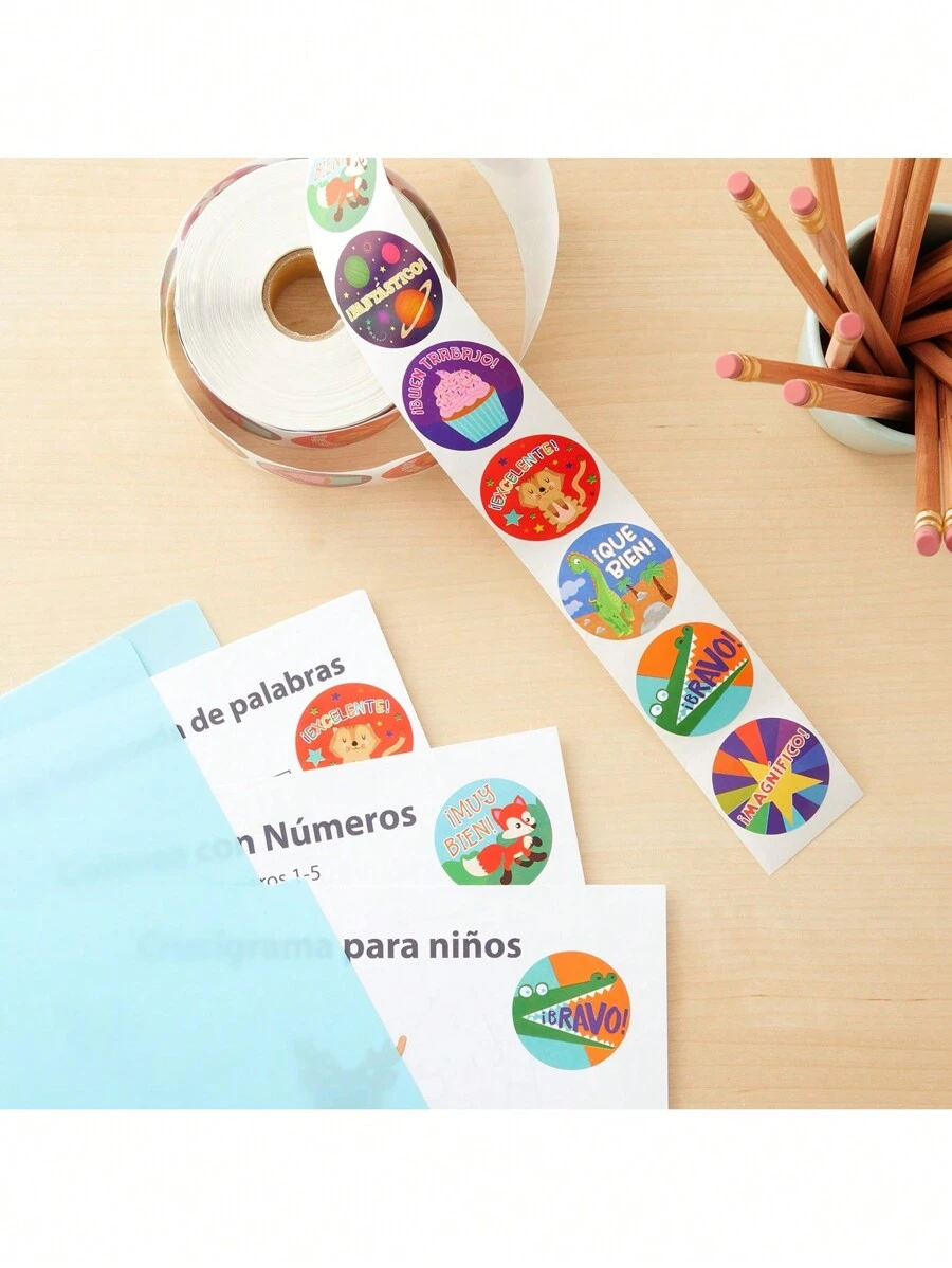 Paper Junkie 1000 Pack Spanish Motivational Stickers for Classroom ...