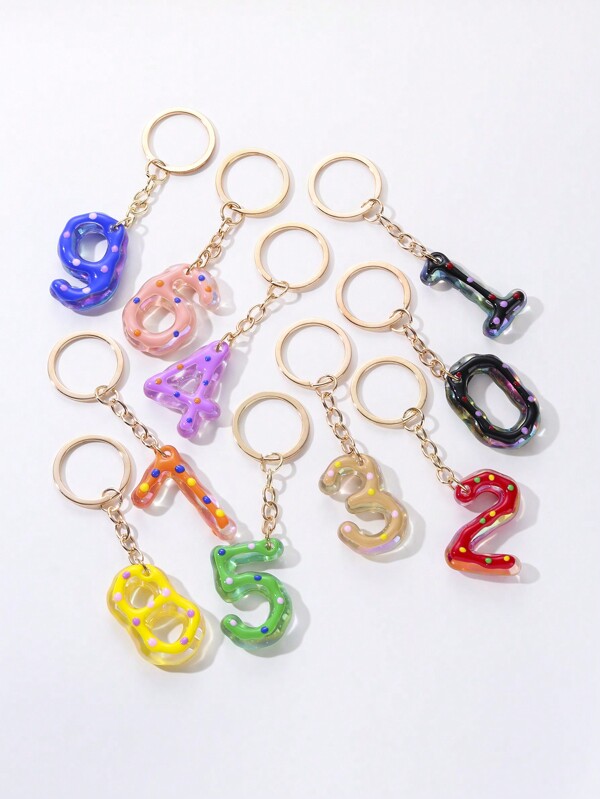 Cartoon Acrylic Number Keychain (0-9) For Bag And Key | SHEIN USA