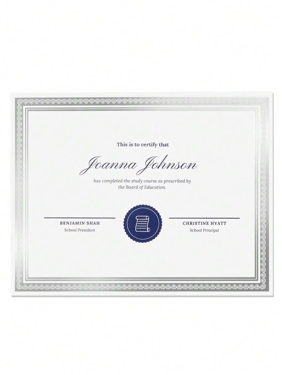 50 Sheets Silver Foil Certificate Paper for Printing - Customizable ...