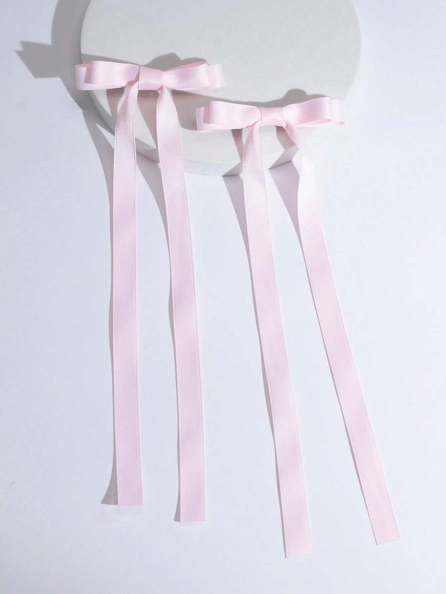 2pcs Ballet Style Ribbon Streamer Fairy Bow Hair Clips, Fashionable ...