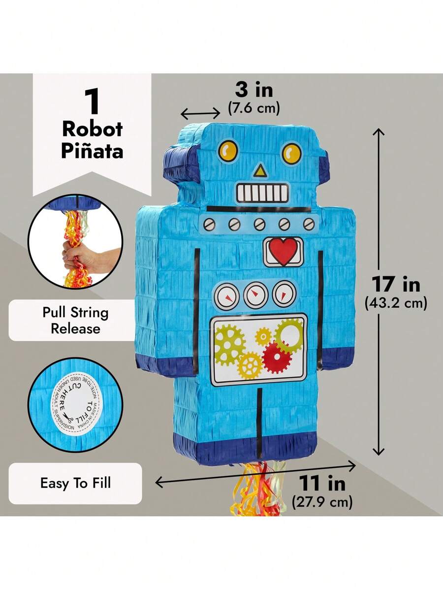 Pull String Robot Pinata For Science Birthday Party Decorations, Table ...