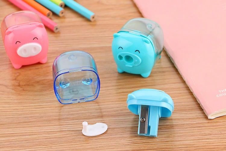 2pcs Mixed-color Cute Pencil Sharpeners, Creative Mini Pig Shaped ...