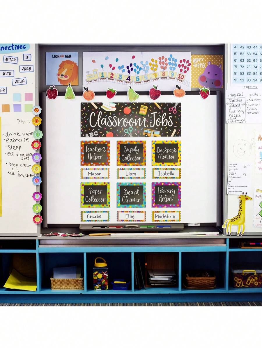 67-Piece Bright Classroom Job Chart Set with Name Tags for Bulletin ...