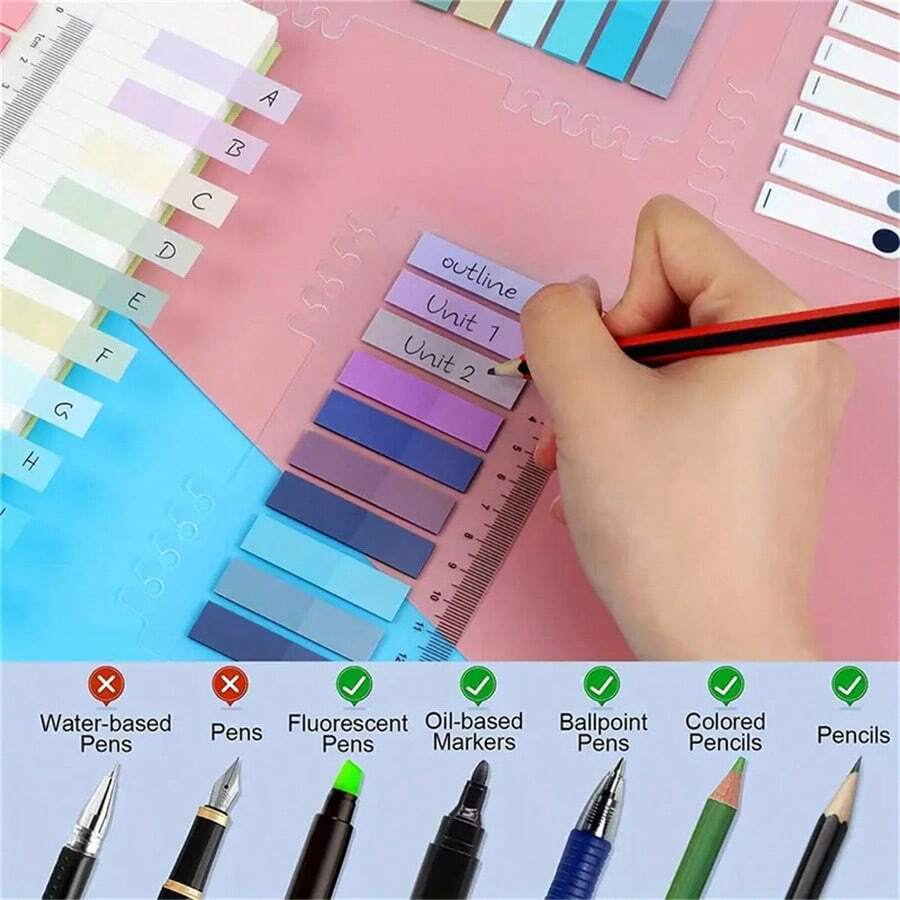 6 Sheets Self-Adhesive Index Tab Pack, Morandi Colored Transparent ...