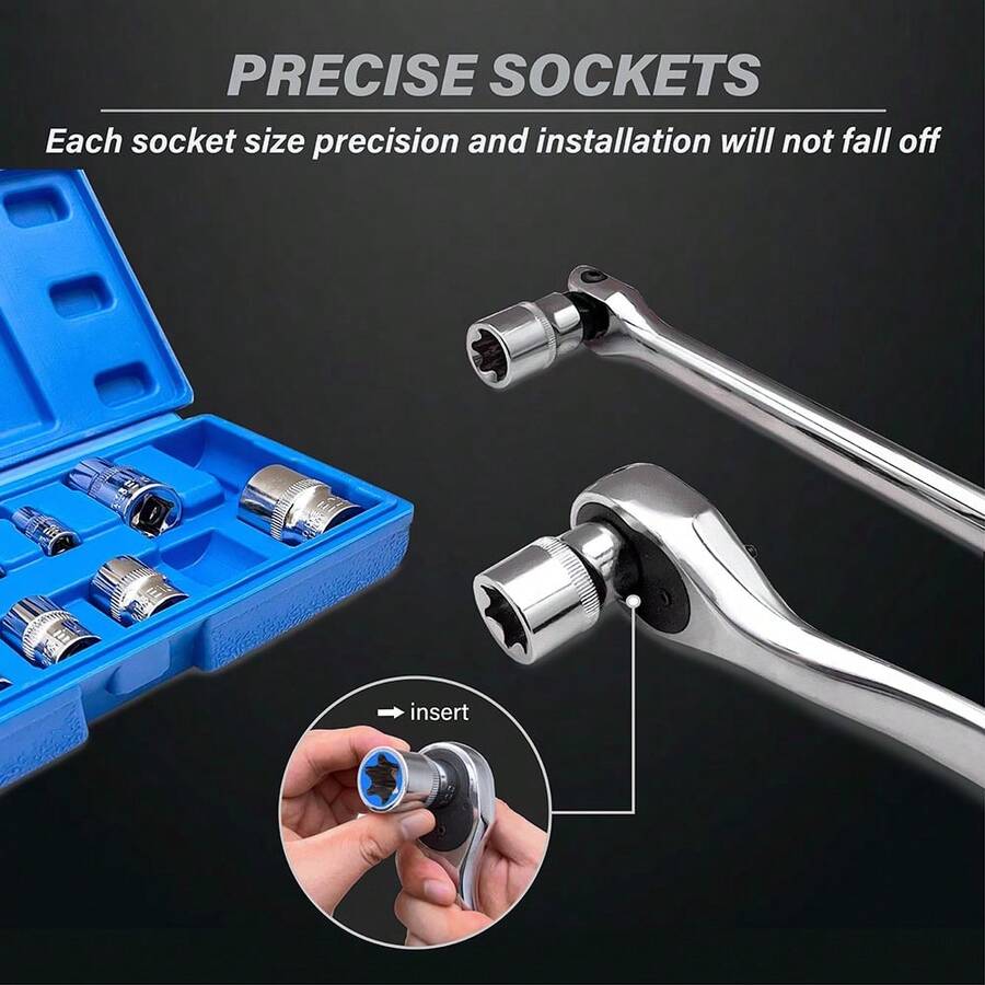 Torx Socket Set Tamper Proof Torx Star Bit Torq Torque Female E-socket Set E4-E24 1/4" 3/8" 1/2 ...