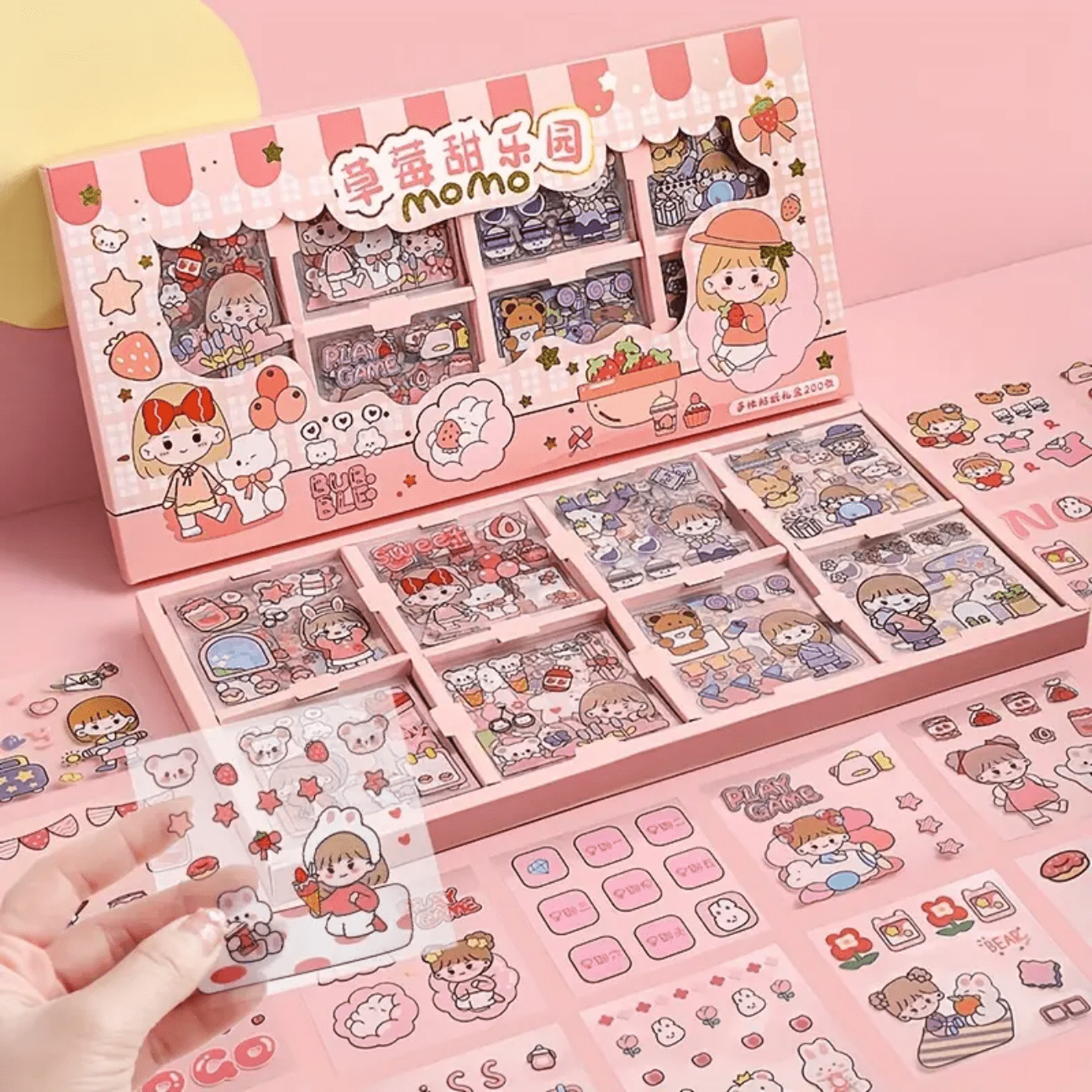 200pcs/Box Cute Stickers Set No Repeat Hand Account Water Cup ...