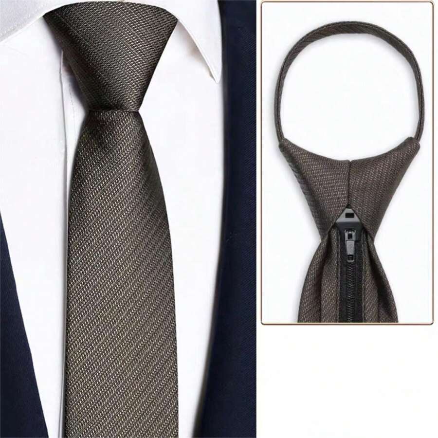 1pc Men's Business Zipper Necktie With Hidden Loop & Micro-stripe ...