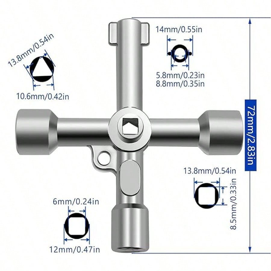 1pc 4 Way Key Wrench, Multi-function Elevator Door Water Meter Valve ...