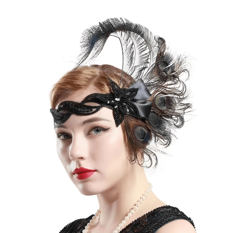 1pc Women's 1980s Retro Feather Tassel Headpiece Festival Party Costume ...