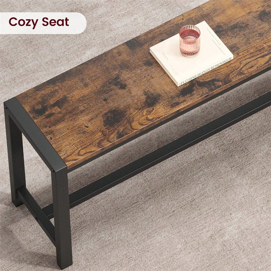 Dining Sets with a Table and Two Benches, Industrial Style Dining Table ...