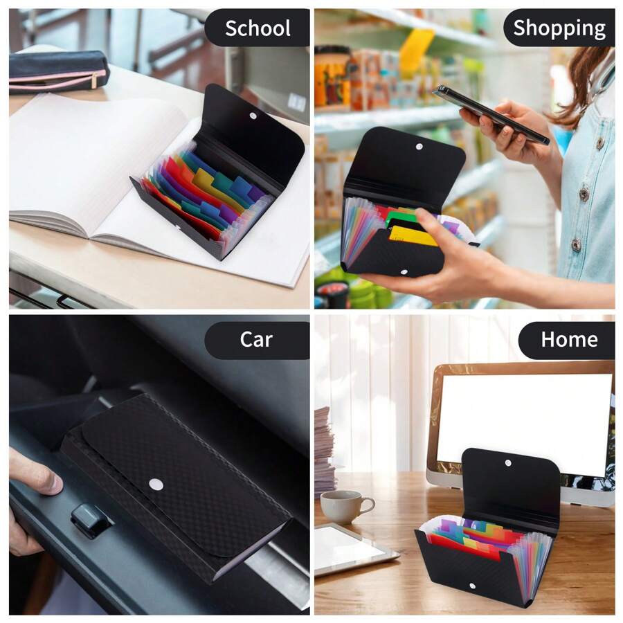 13 Pocket Expanding File Folder With Index Post A6 Size Accordion File Organiser Rainbow Twill