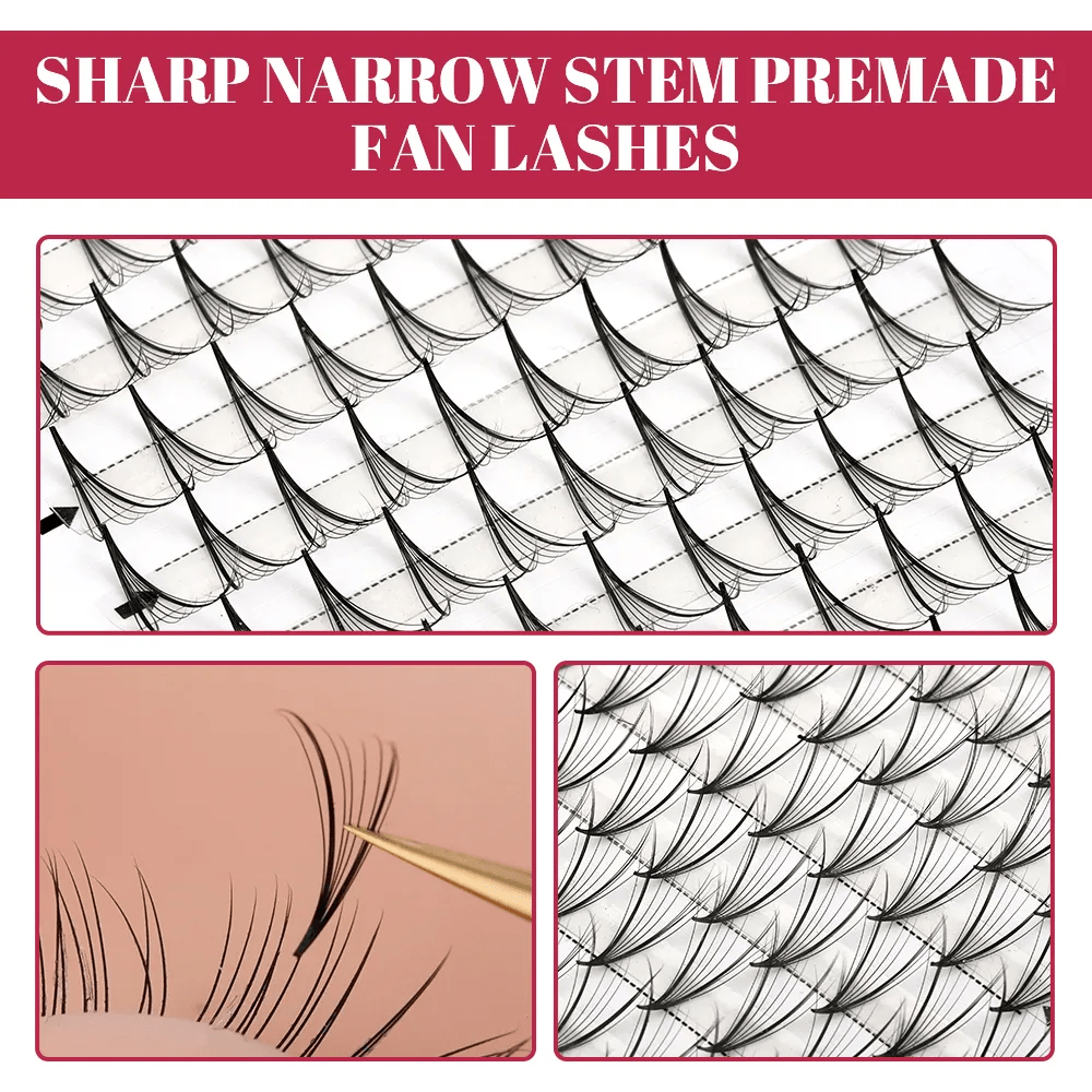 Fadvan 13D V Shape Premade Fan Lashes Sharp Narrow Stem Spikes Eyelash ...