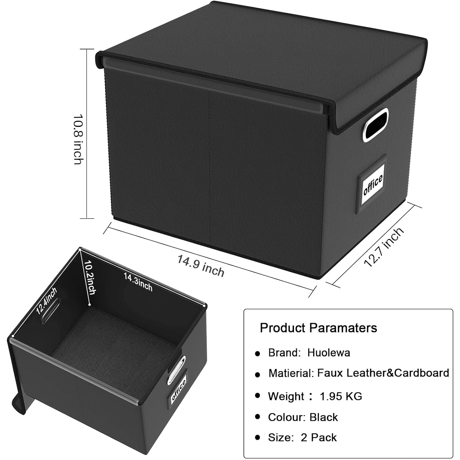Upgraded File Organizer Boxes With Lids, Collapsible Faux Leather ...