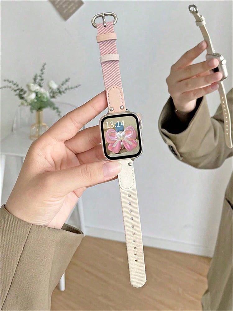 Slim Two-Color Strap Compatible With Apple Watch Series 9 8 7 6 5 4 SE ...