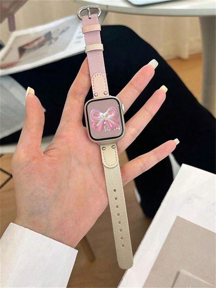 Slim Two-Color Strap Compatible With Apple Watch Series 9 8 7 6 5 4 SE ...