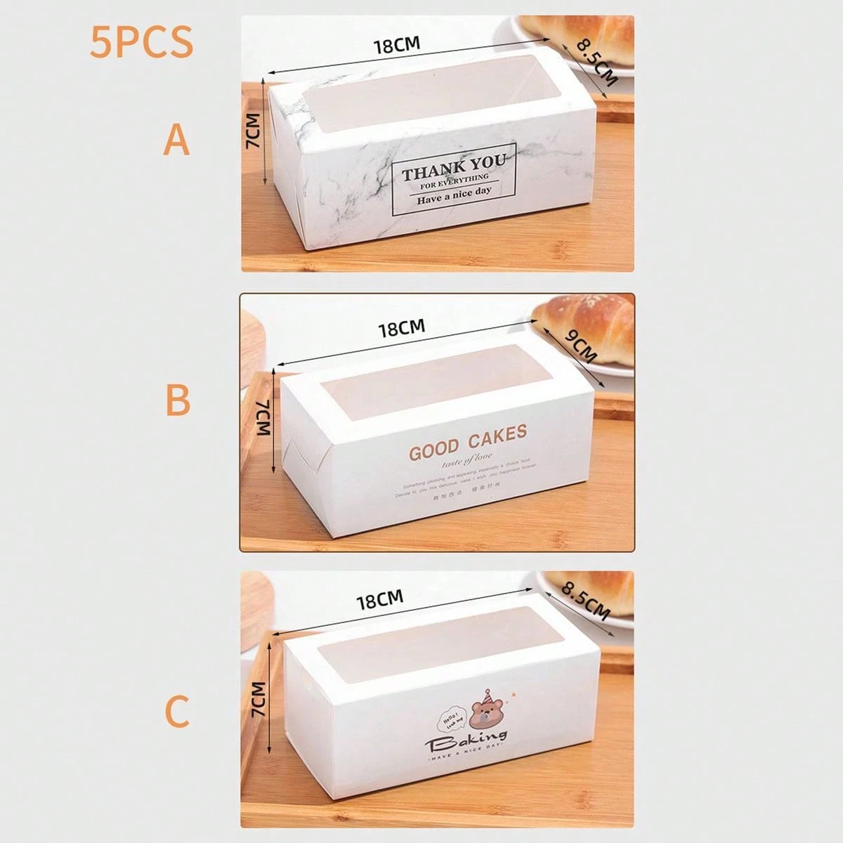 QIYINGFA 5 Cake Packaging Boxes With Transparent Window, Dessert Mousse ...